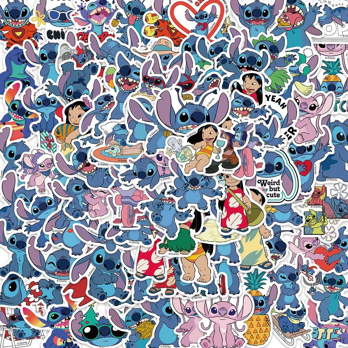 100Pcs Kids Stitch Stickers Pack Cute Cartoon Characters Stickers Movie ...