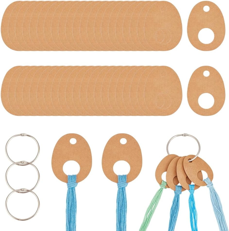 100Pcs Kraft Paper Spool Floss Bobbins Thread Winding Boards 4Pcs Iron ...