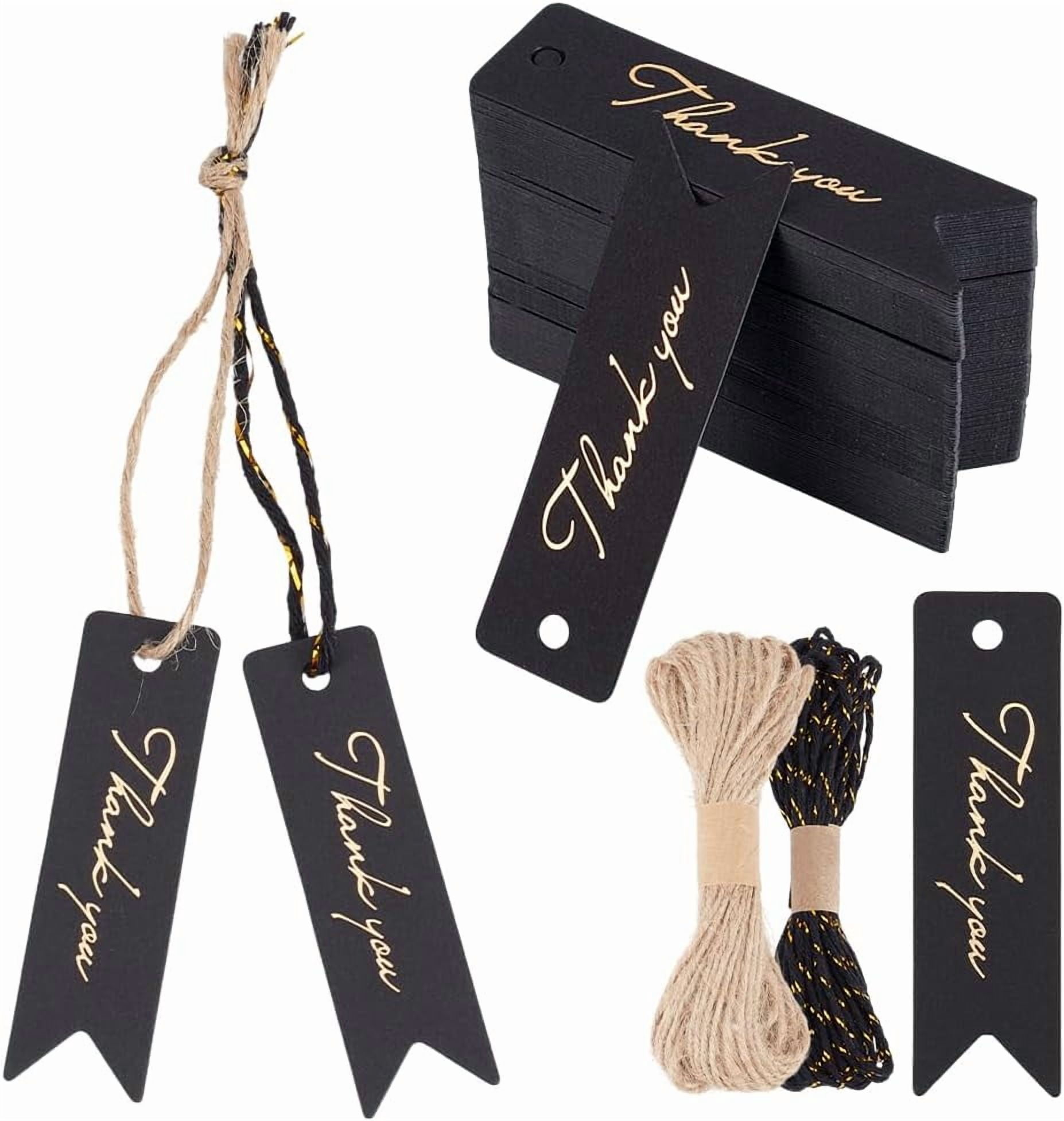 100Pcs Kraft Paper Thank You Gift Tags Rectangle with 10M Cotton ...