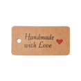 100Pcs Kraft Paper Word Handmade with Love Printed Gift Tags Rectangle ...