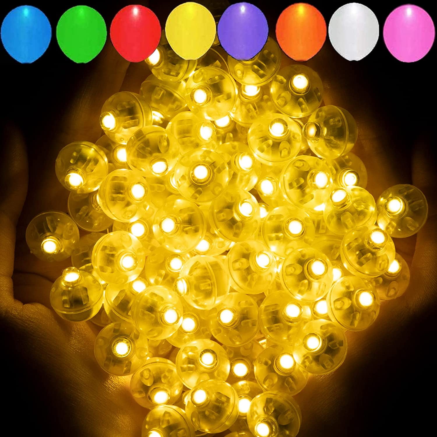 100Pcs LED Balloon Lights, Yellow Mini Round Balls Lights, Waterproof ...