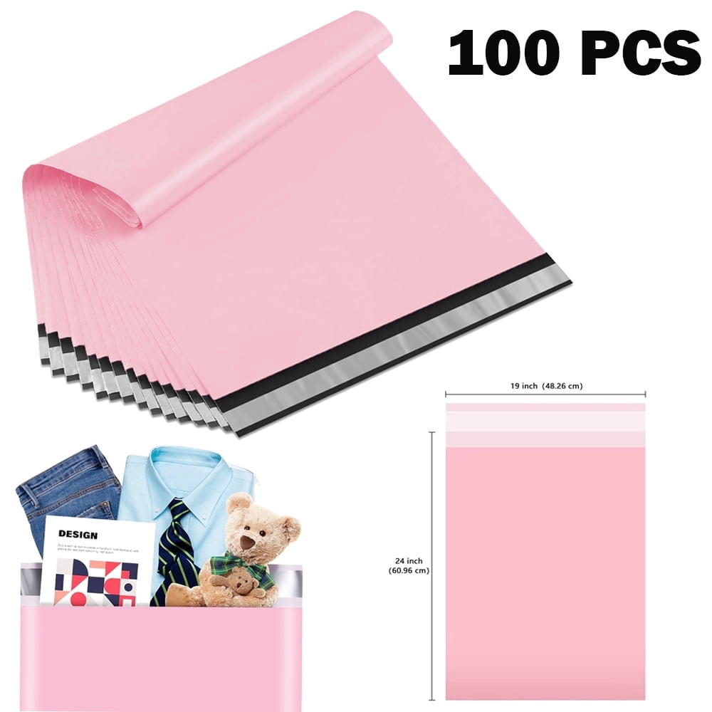 100Pcs Large Poly Mailers, 19 x 24 inch Pink Waterproof and Tear-Proof ...