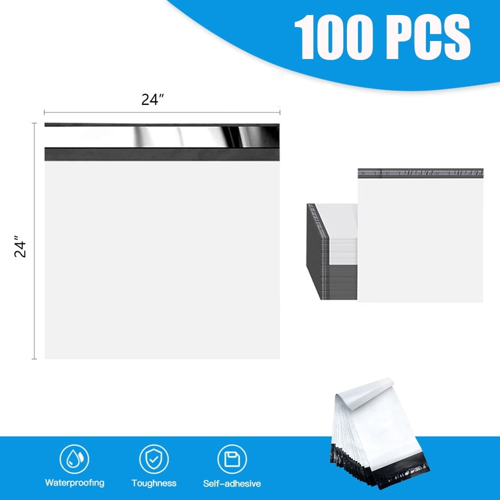 100Pcs Large Poly Mailers, 24 x 24 inch Waterproof and Tear-Proof Self ...