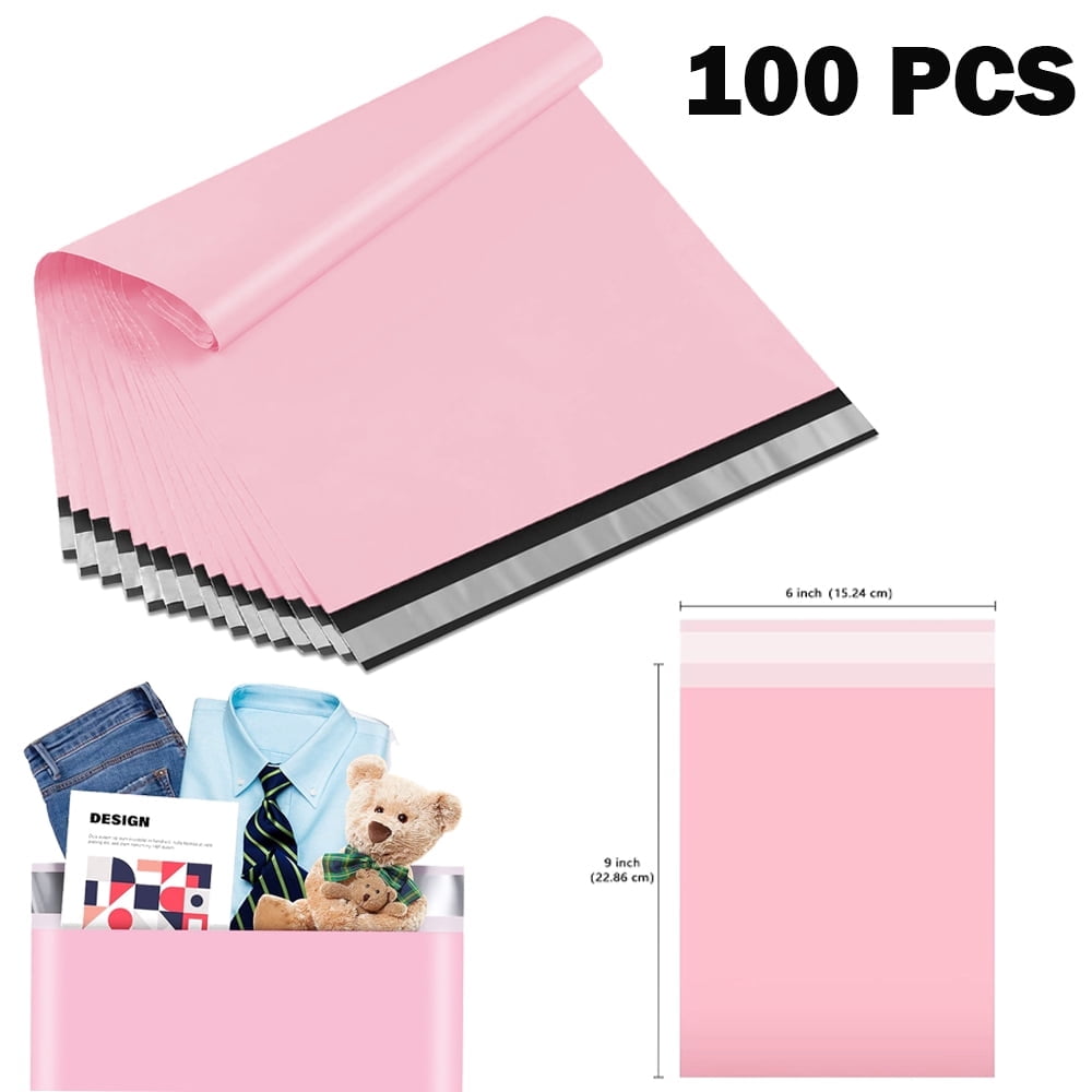 100Pcs Large Poly Mailers, 6 x 9 inch Pink Waterproof and Tear-Proof ...
