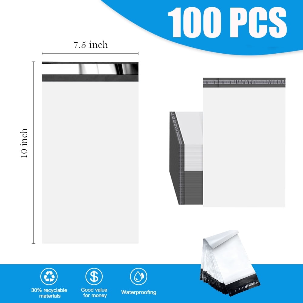 100Pcs Large Poly Mailers, 7.5 x 10 inch Waterproof and Tear-Proof Self ...