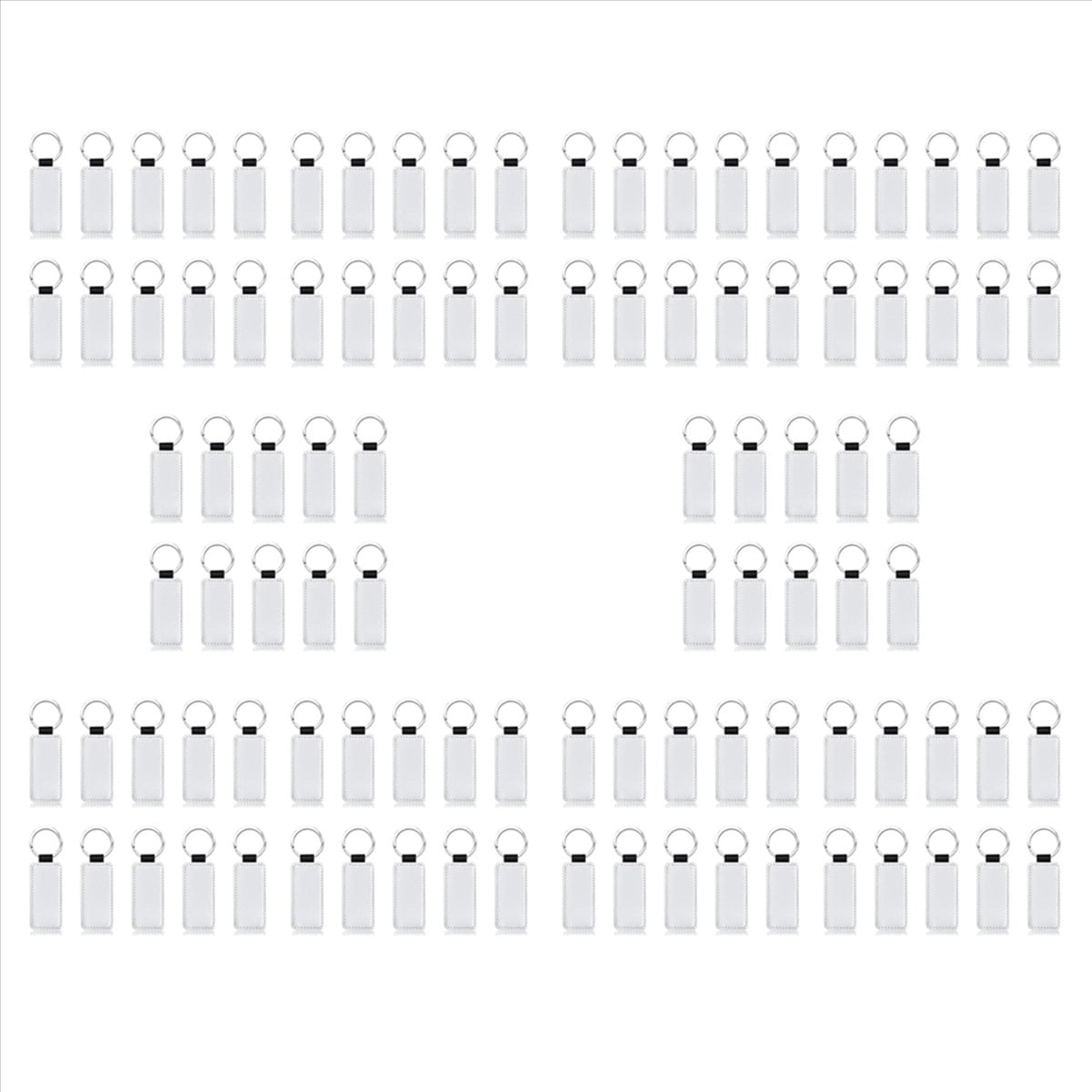 100Pcs Leather Keychain Blank Rectangle MDF Keychain Sublimation Heat ...