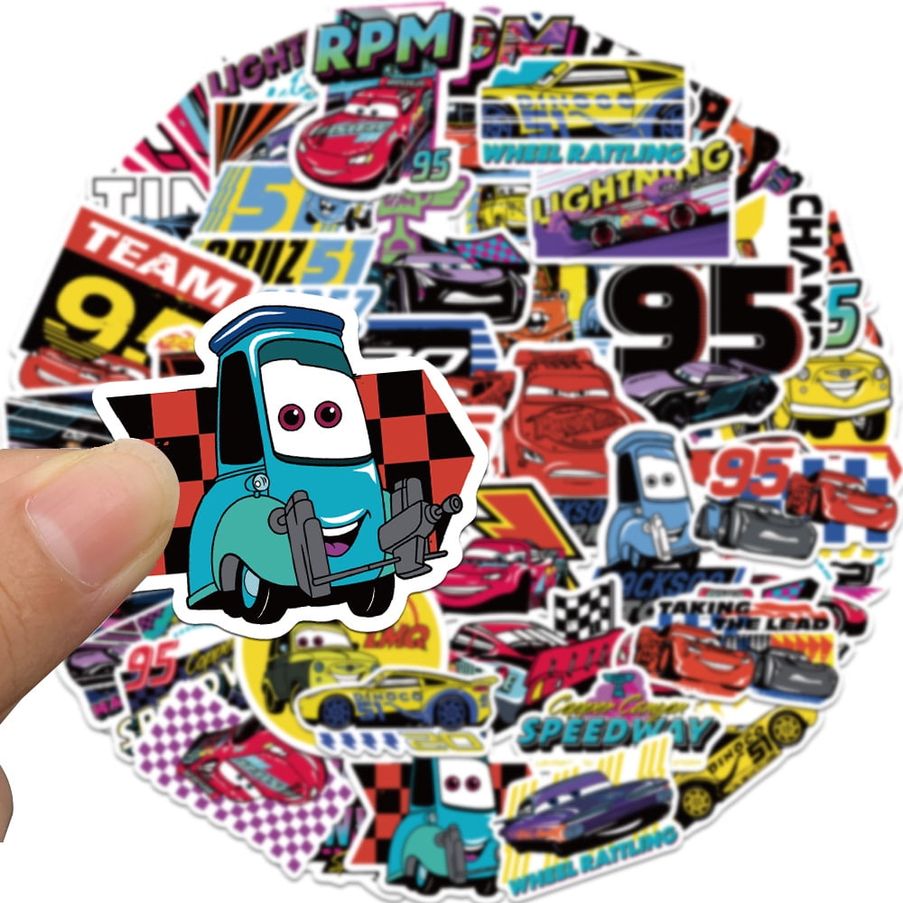 100Pcs Lightning McQueen Stickers for Girl, Cute Cartoon Gifts Decal for Teen Water Bottle ...