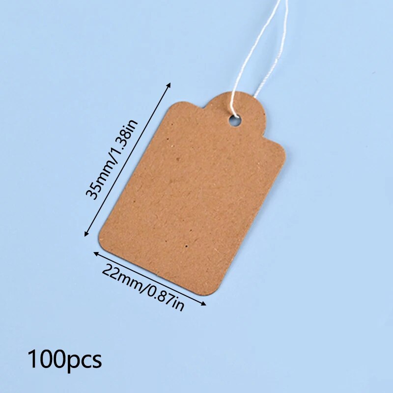 100Pcs/Lot Blank Price Label Tags With String Rectangular Kraft Paper ...