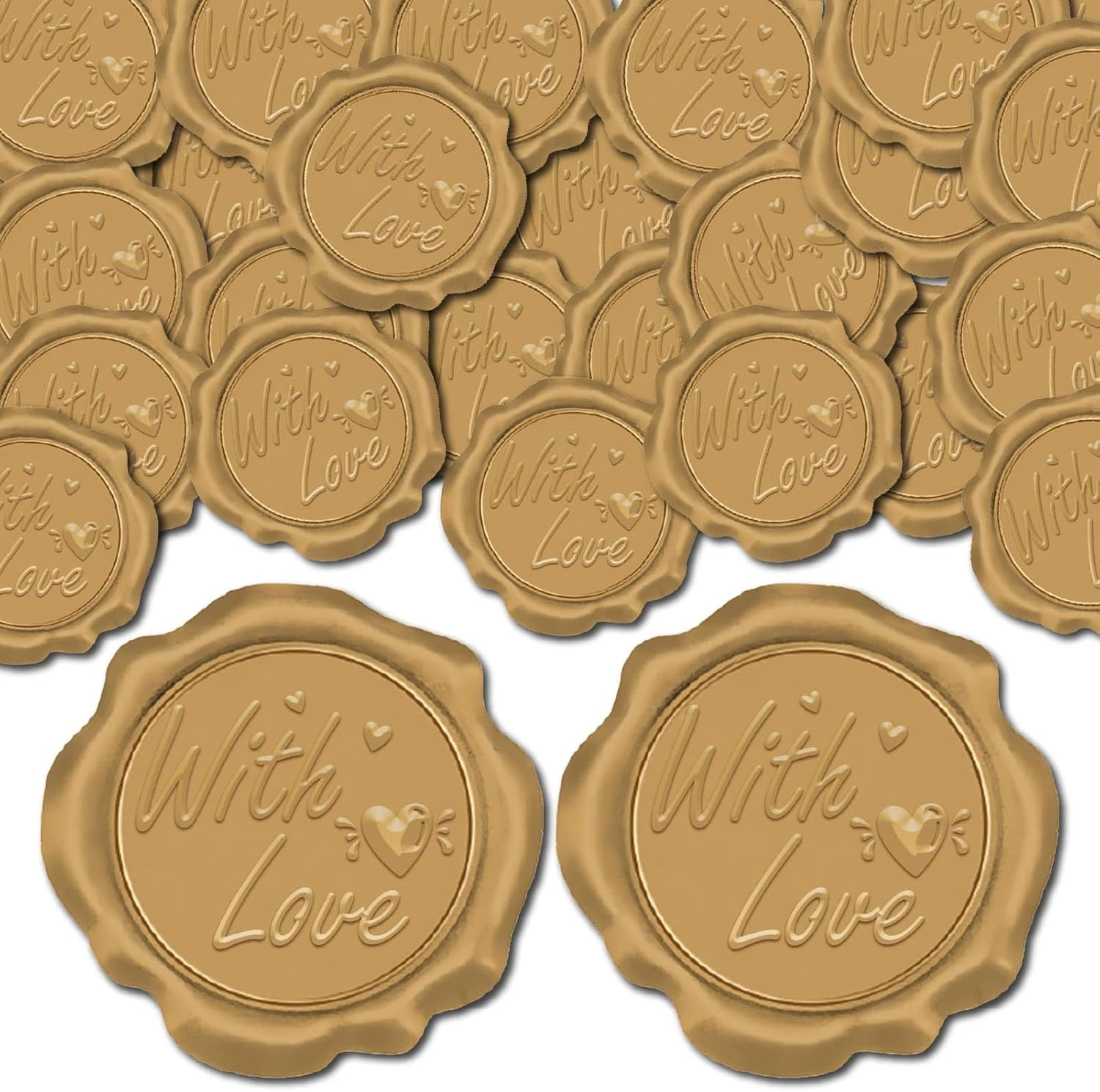100Pcs with Love Wax Seal Stickers Retro Golden Self Adhesive Seal ...