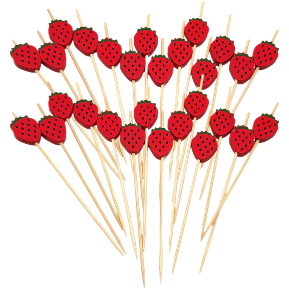 100Pcs Lovely Party Fruit Skewers Cocktail Decor Bamboo Fruit Sticks ...