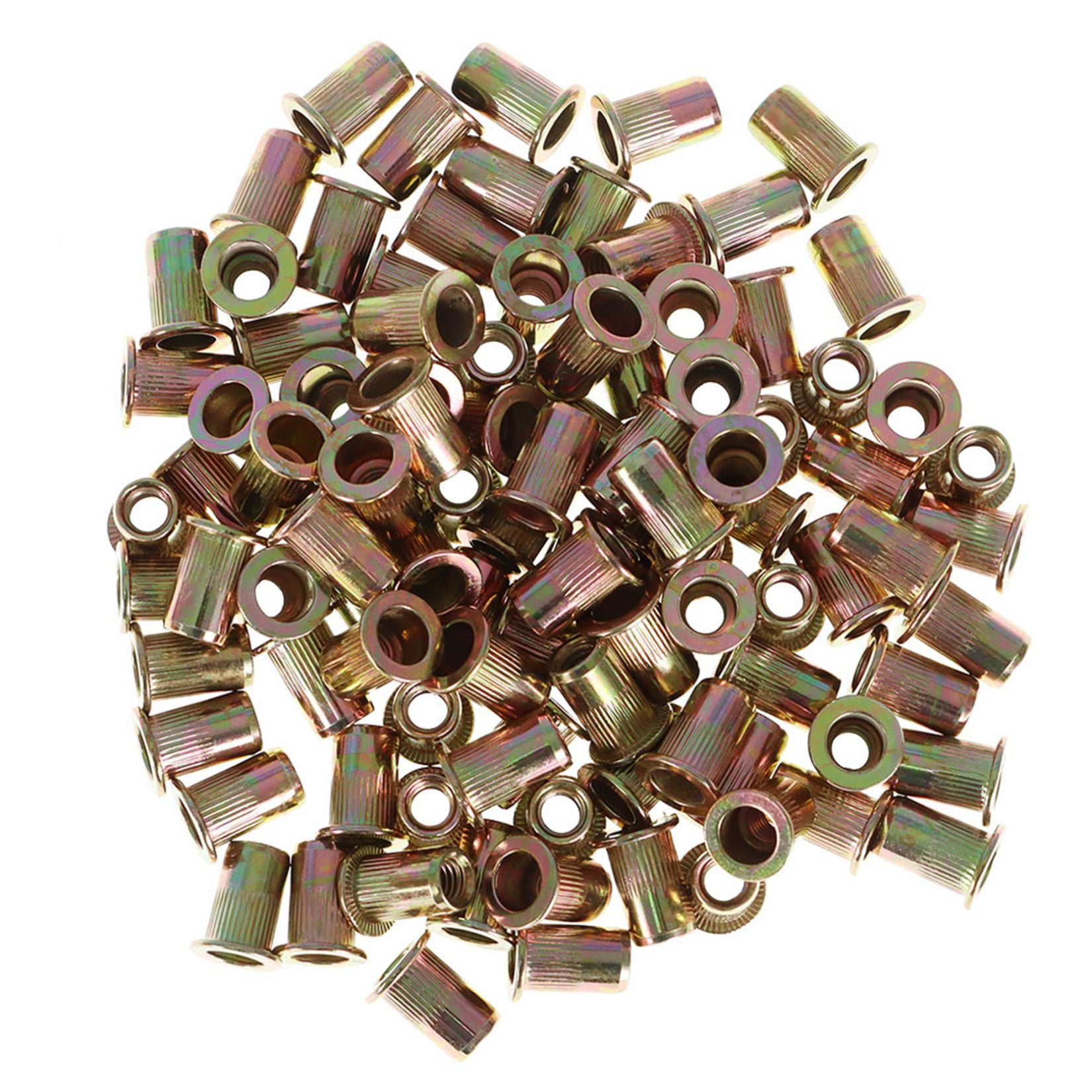 100Pcs M6 Metric Carbon Steel Rivet Nut Flat Head Threaded Insert ...