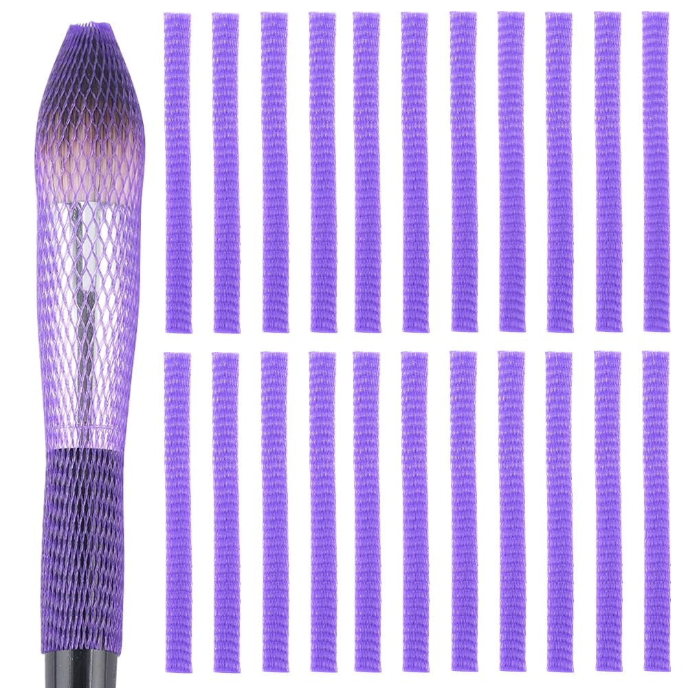 100Pcs Makeup Brushes Pen Guard Protector 4.7 inch Purple Expandable ...