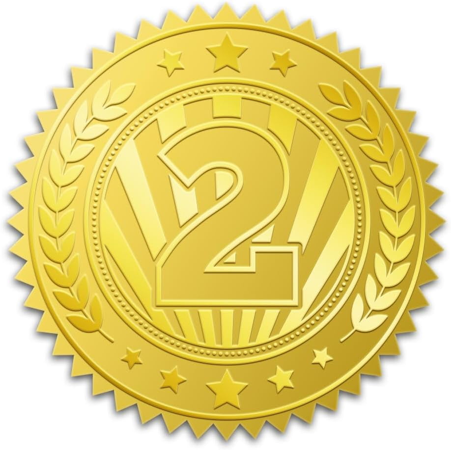 100Pcs Medal 2nd Place Gold Foil Stickers 2 Inch Runner-up Medal Gold ...