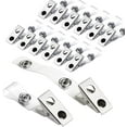 100Pcs Metal Badge Clips with Clear PVC Straps, Premium Double Hole ...