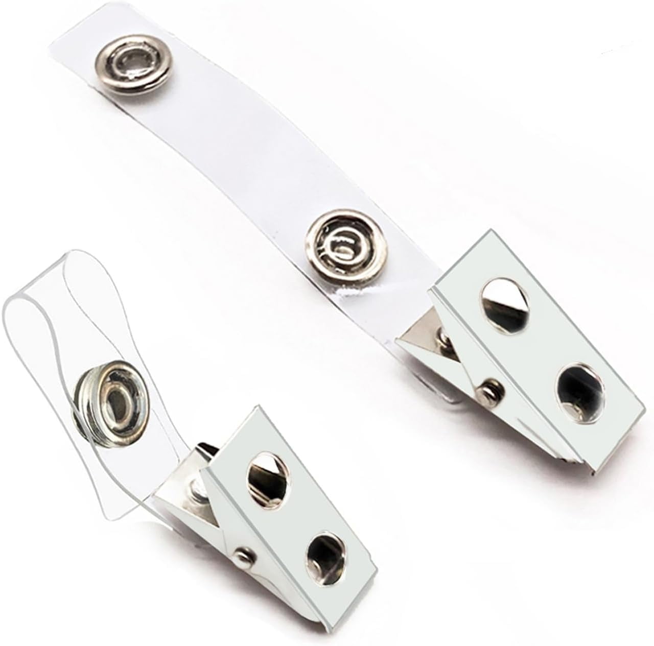 100Pcs Metal Badge Clips with PVC Straps, Universal ID Card Holder ...