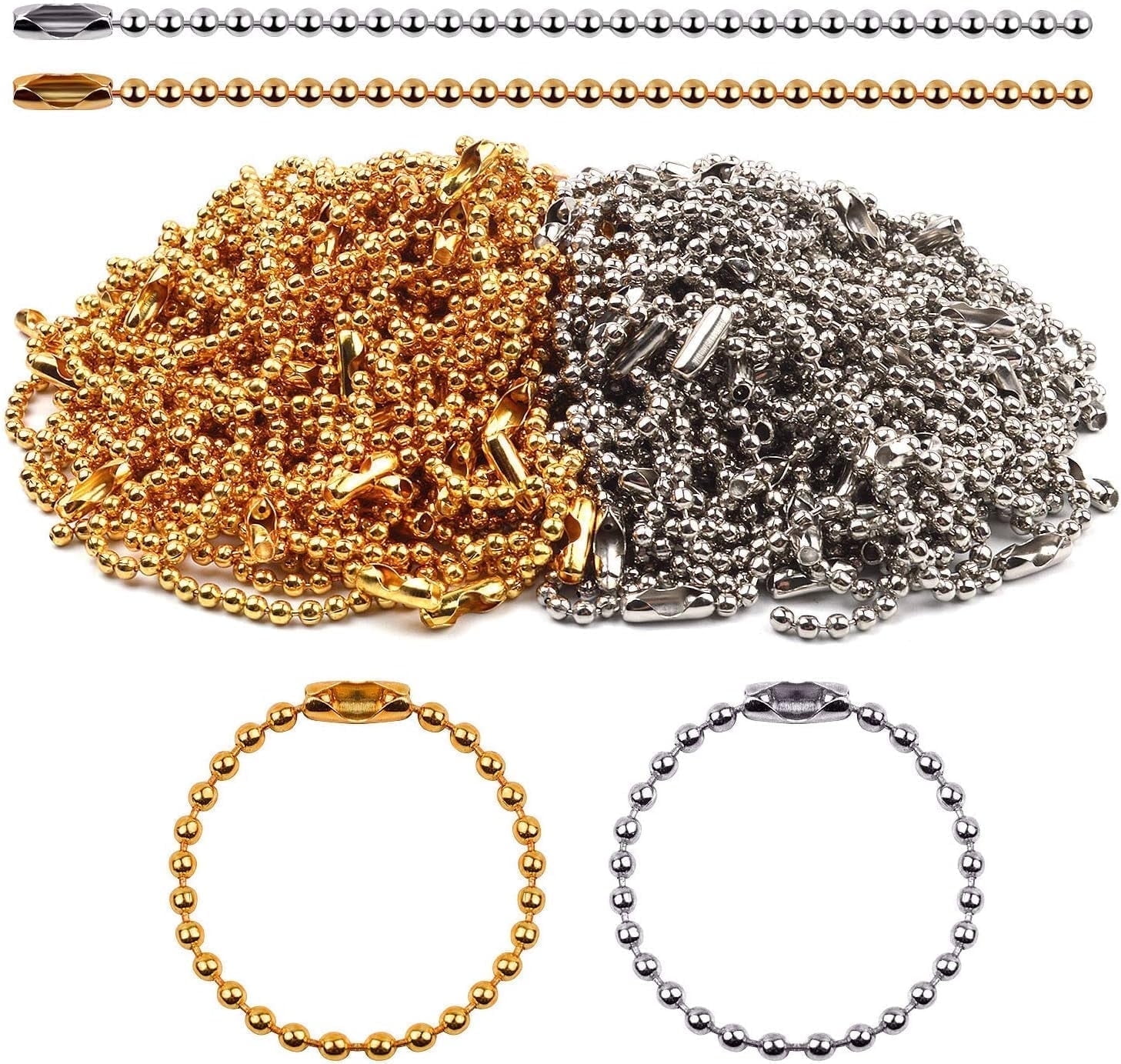 100Pcs Metal Ball Chain Keyring Chain Extender for Label Tags, 5.9inch ...