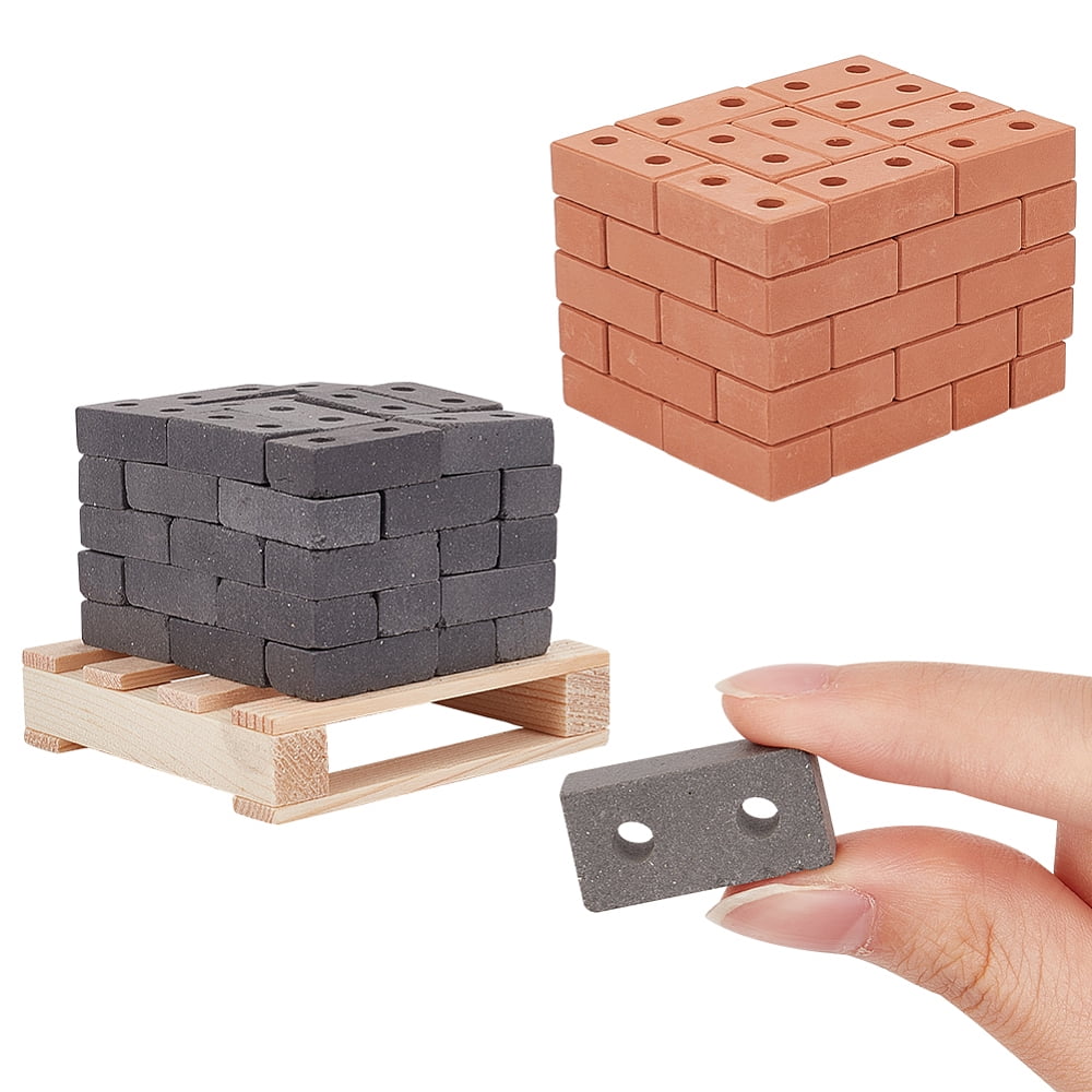 100Pcs Mini Cinder Blocks with 1Pc Wood Pallet Mini Bricks Miniature ...