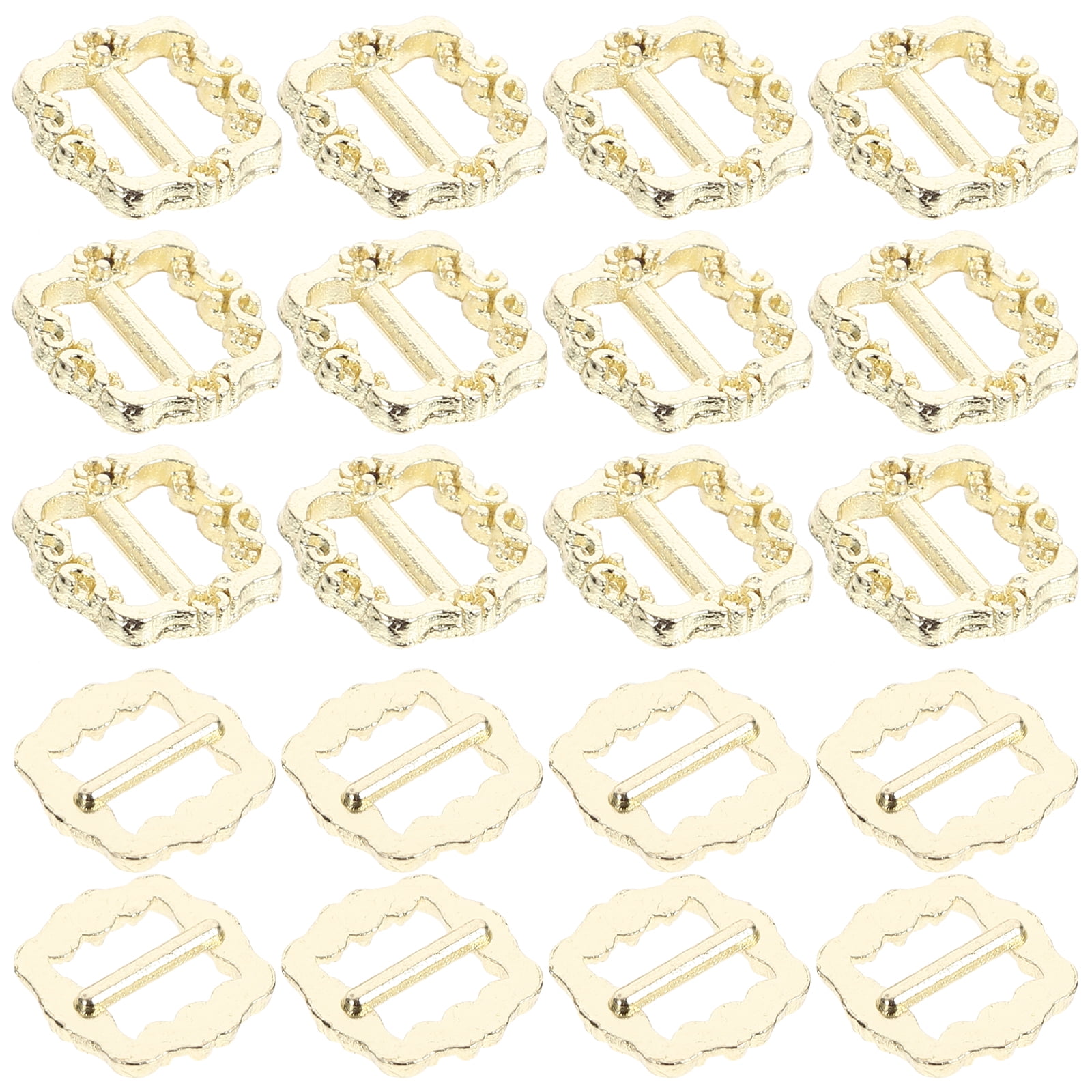 100Pcs Mini Fastener Adjustable Slide Buckle Doll Belt Metal Button Tri ...