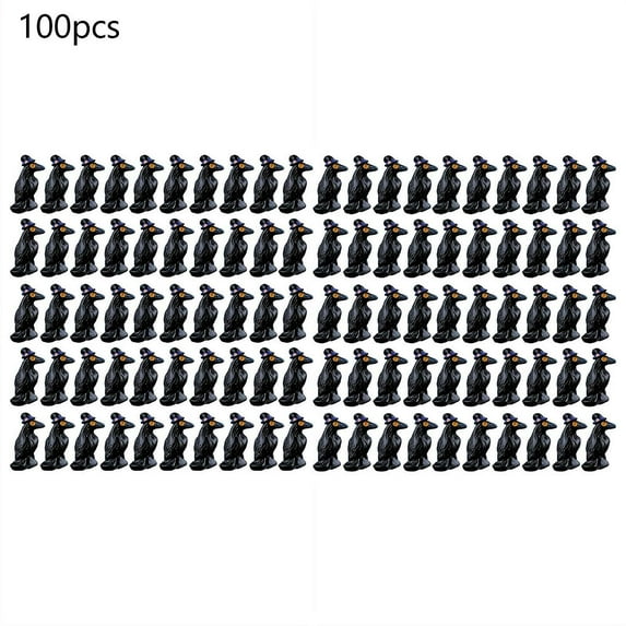 100Pcs Mini Resin Crows Bulk Halloween-Black Raven Figurines Gothic ...