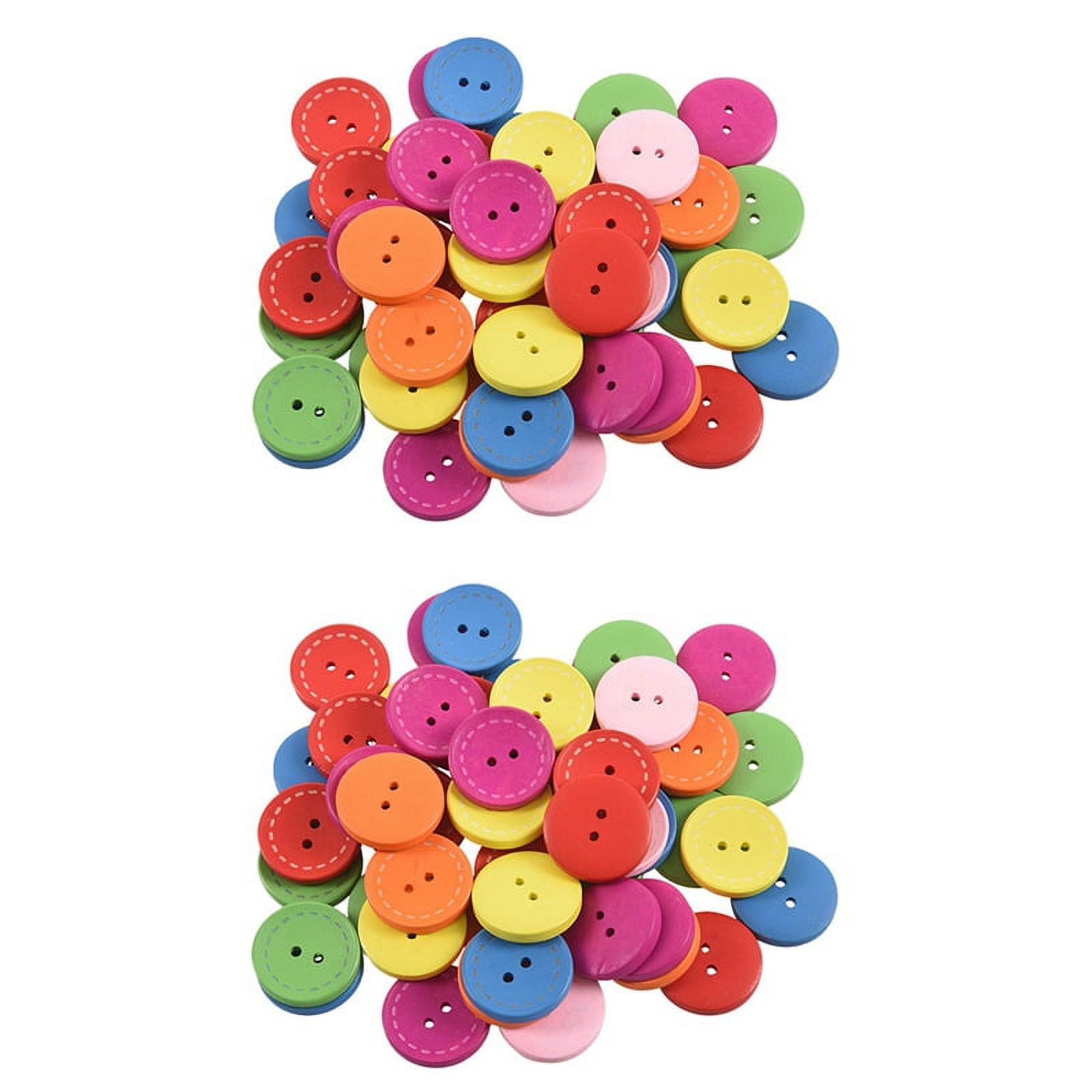 100Pcs Mixed Holes Wood Sewing Buttons Scrapbooking 25mm(1 inch) Dia ...