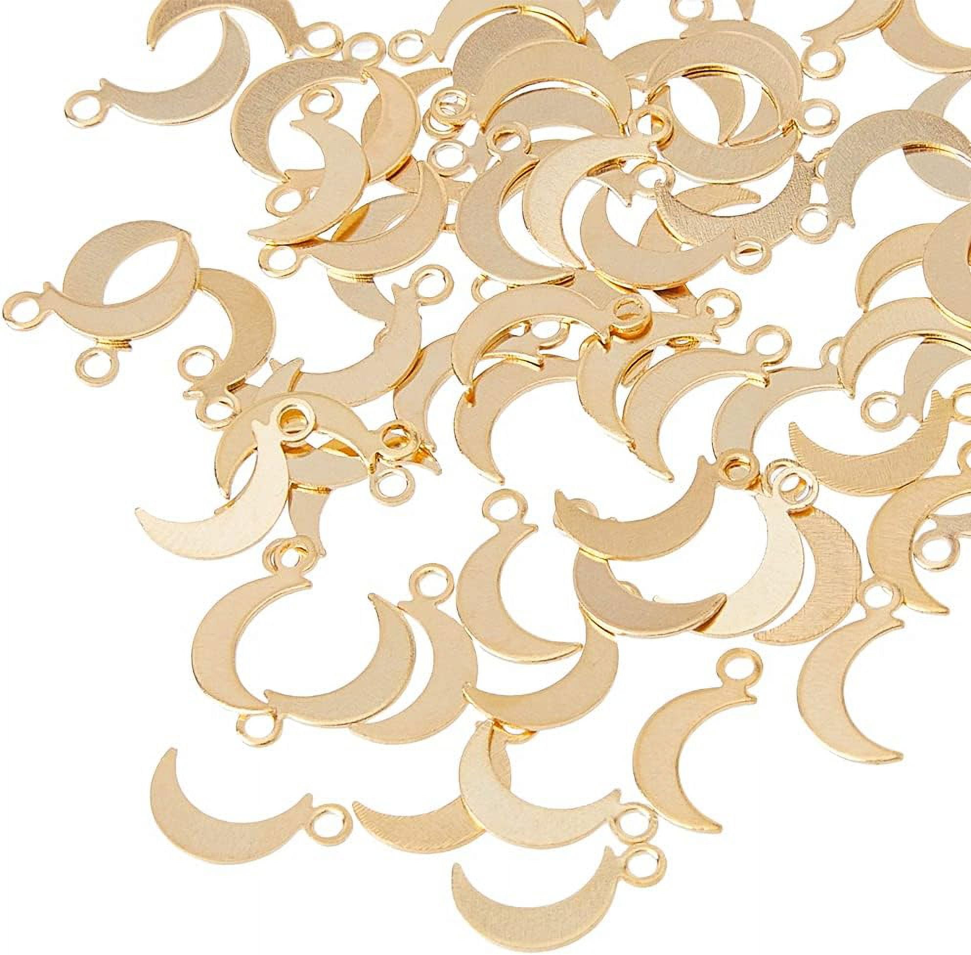 100Pcs Moon Shaped Charms Real 24K Gold Plated Charms Brass Golden ...