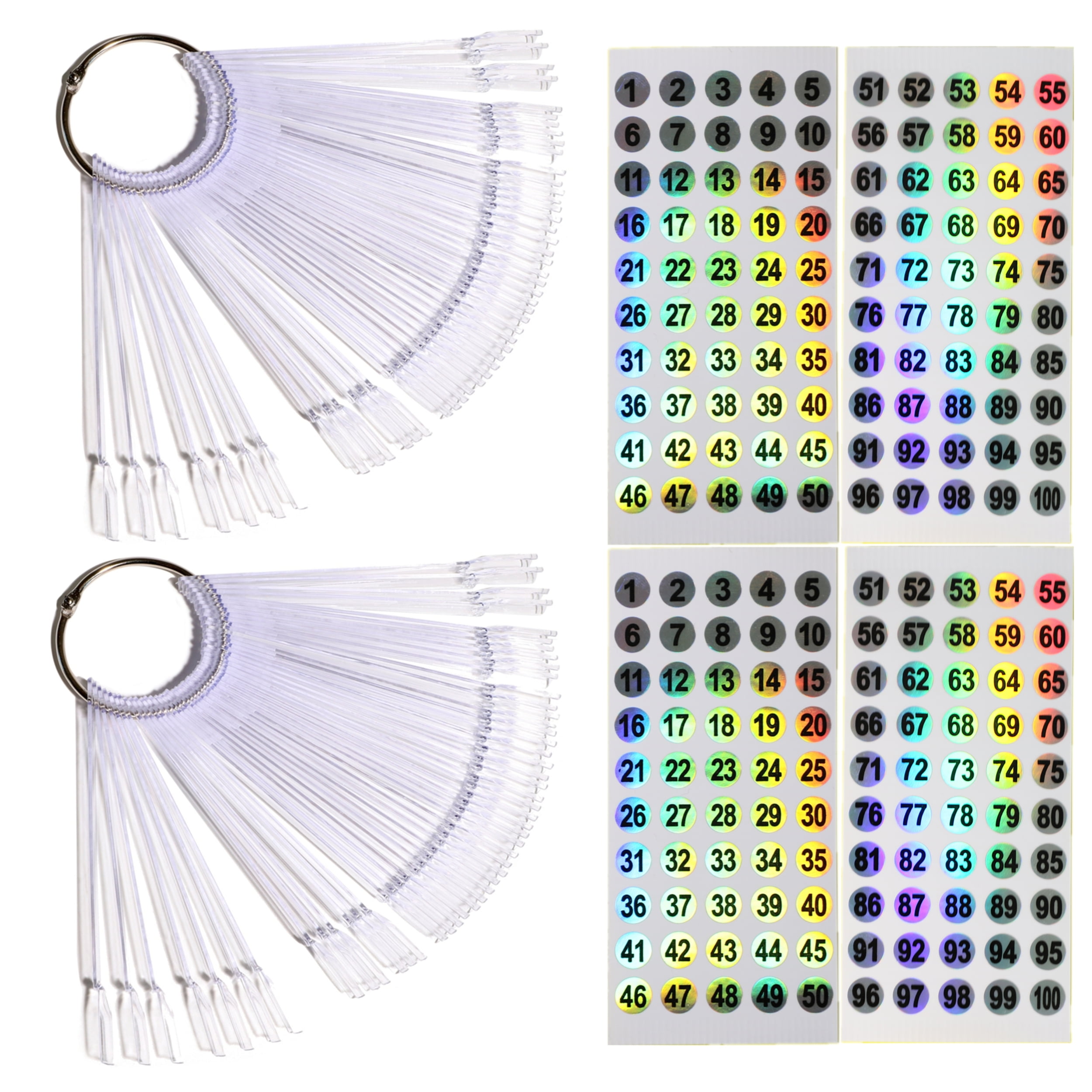 100Pcs Fingernail Swatch Sticks with Number Stickers, Nail Art Supplies ...