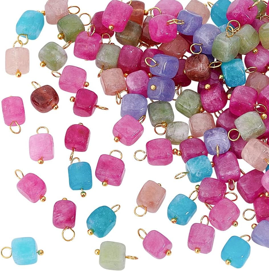 100Pcs Natural Mixed Stone Charms 12-13x6.5-7.5mm Dolomite Charms with ...