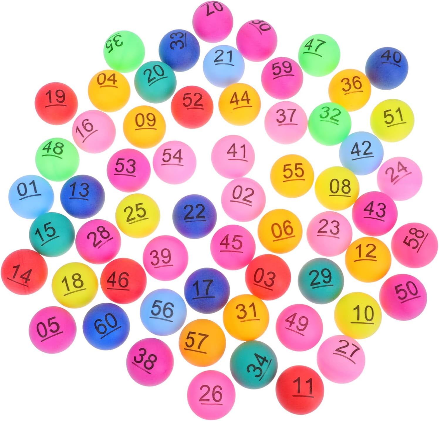 100Pcs Numbered Balls 1-60 Lottery Balls Table Tennis Balls 40mm Raffle ...