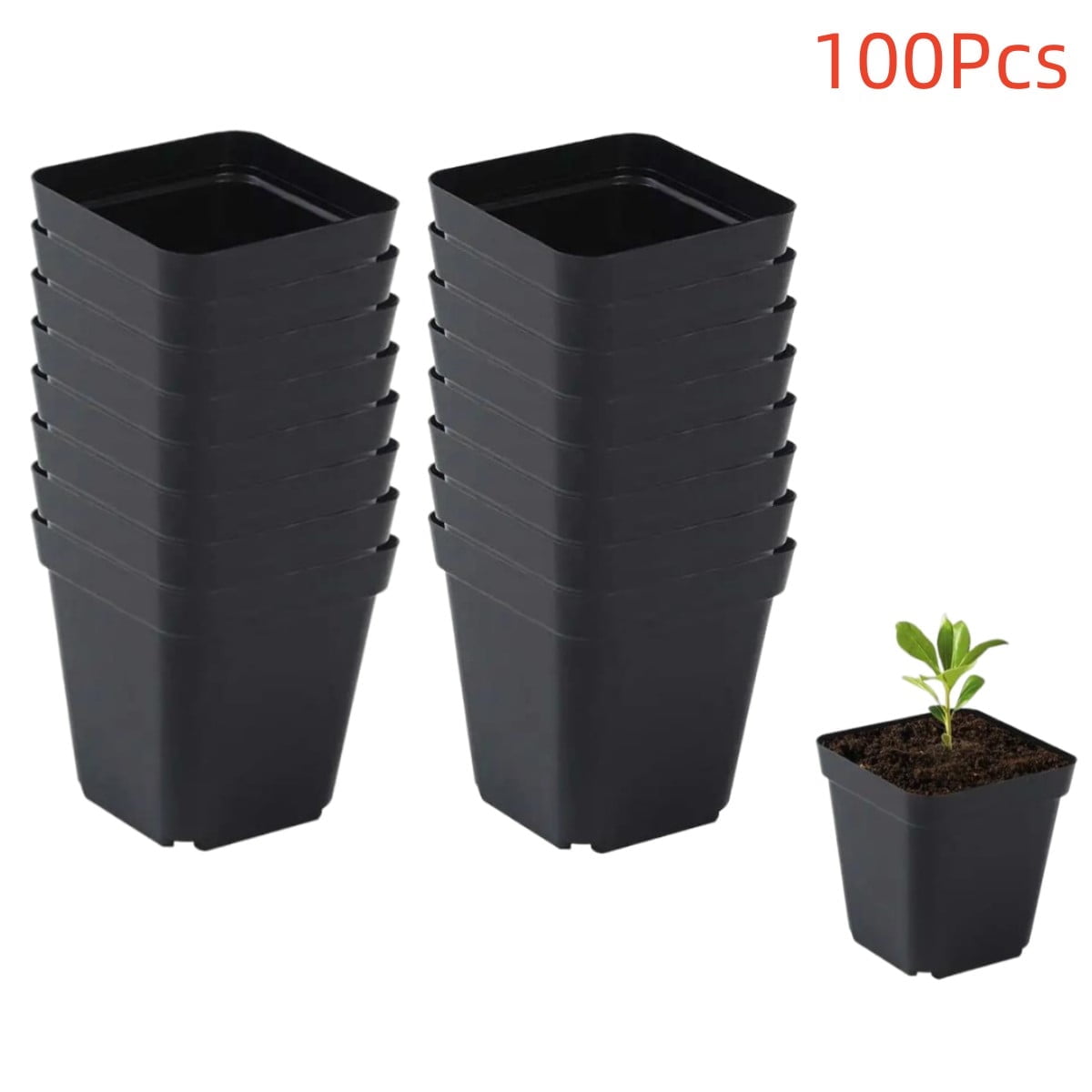 100Pcs Nursery Pots 2 Inch, Black Starter Pots, Transplant Planting ...