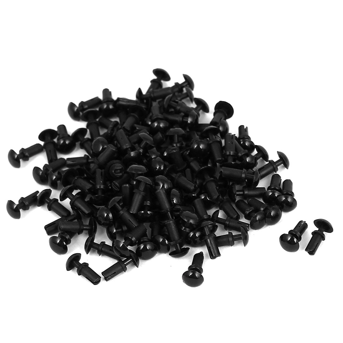 100Pcs Nylon Push Clips Rivet Fastener Black for 2.1-2.8mm Thickness ...