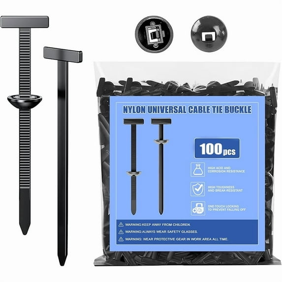 100Pcs Nylon Universal Cable Tie Buckle,Zipper Clips for Cars,New T ...