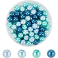 100Pcs Ocean Mix Pearlized Glass Pearl Beads Round Blue 8mm Hole: 1mm ...