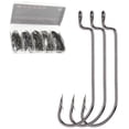 100Pcs Offset Worm Hooks Kit, Round Bend Bass Fishing Hooks for Texas ...