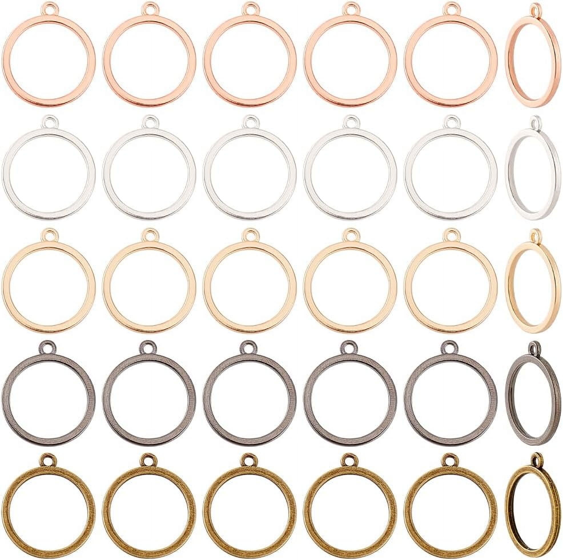 100Pcs Open Bezels for Resin Round Open Back Bezels 5 Colors Hollow ...