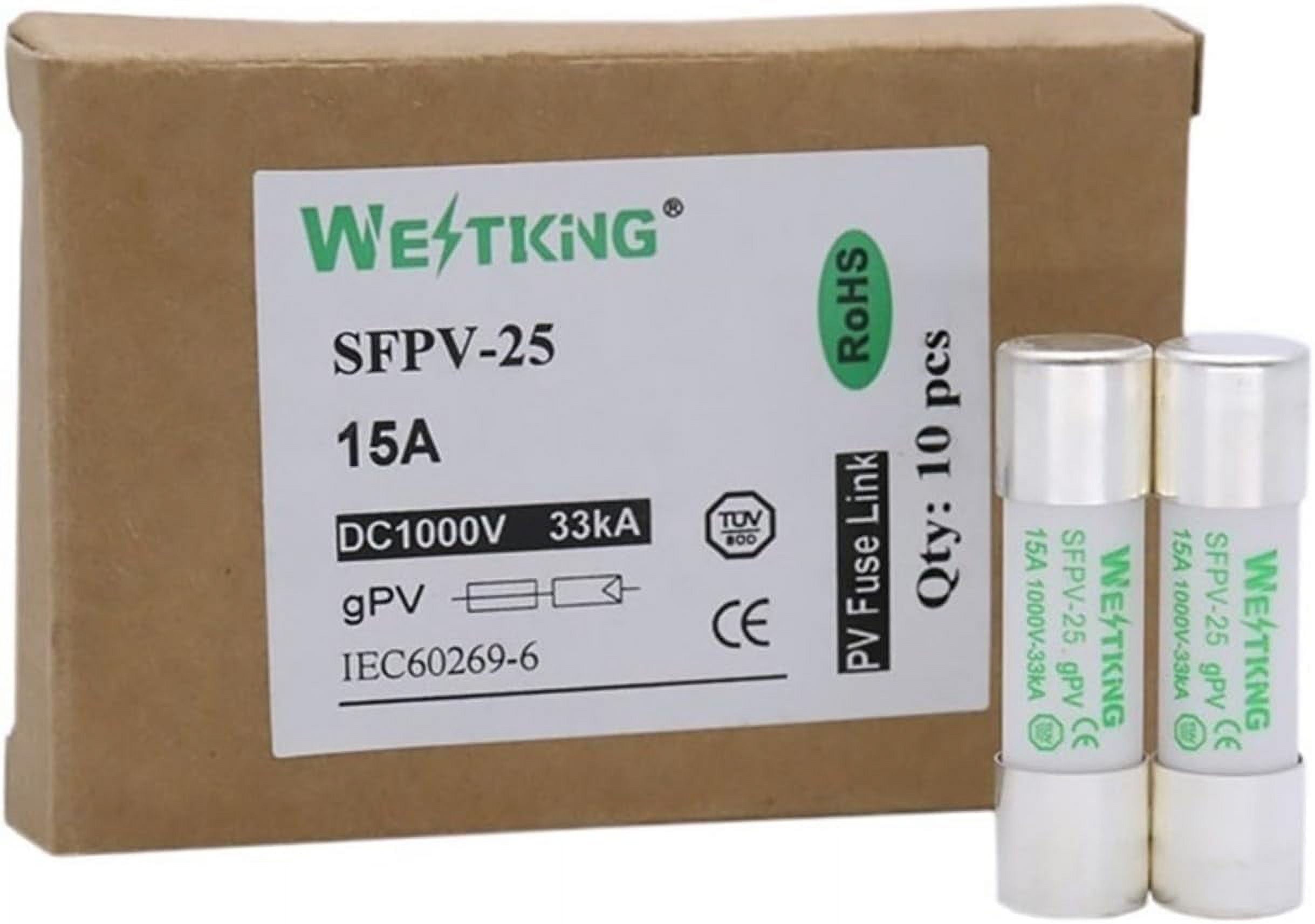 100Pcs PV Solar Fuse 1000V DC 10 * 38mm 1A 3A 5A 10A 15A 20A 25A 30A for Photovoltaic Power ...