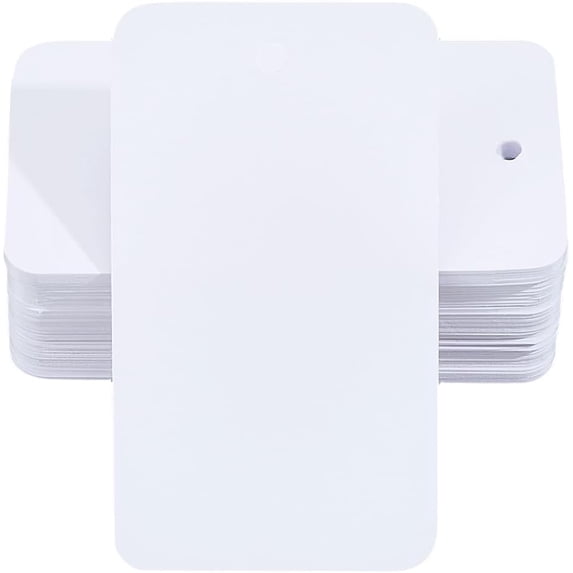 100Pcs PVC Plastic Blank Big Pendants Rectangle White 74x45x0.5mm Hole ...