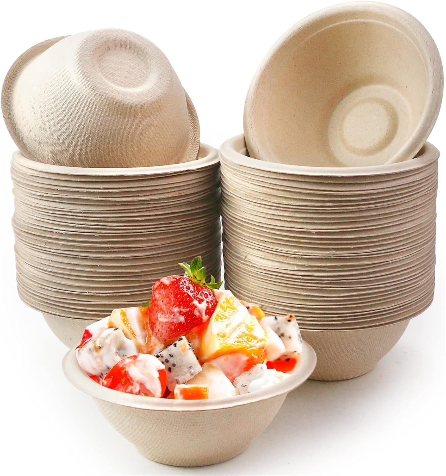 100Pcs Paper Bowls,Round Paper Bowls,Compostable Bowls,Eco-Conscious ...