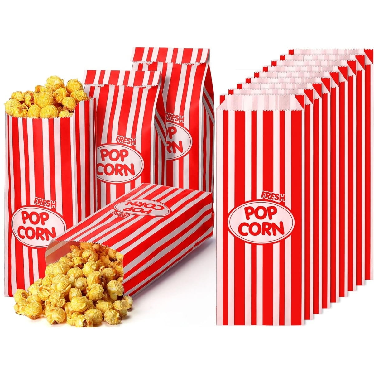 100Pcs Paper Popcorn Bags,3.5x2.4x8.3In Disposable Popcorn Bags for ...