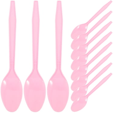 100 Pc White Strong Disposable Plastic Spoons Cutlery Utensils Party ...