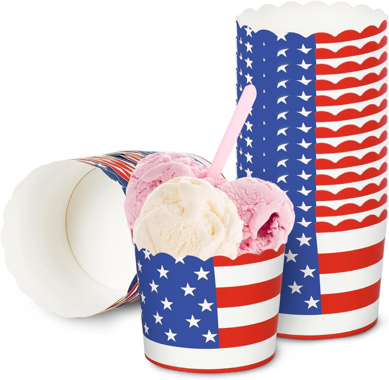 100Pcs Patriotic Paper Baking Cups American Flag Cupcake Wrappers ...