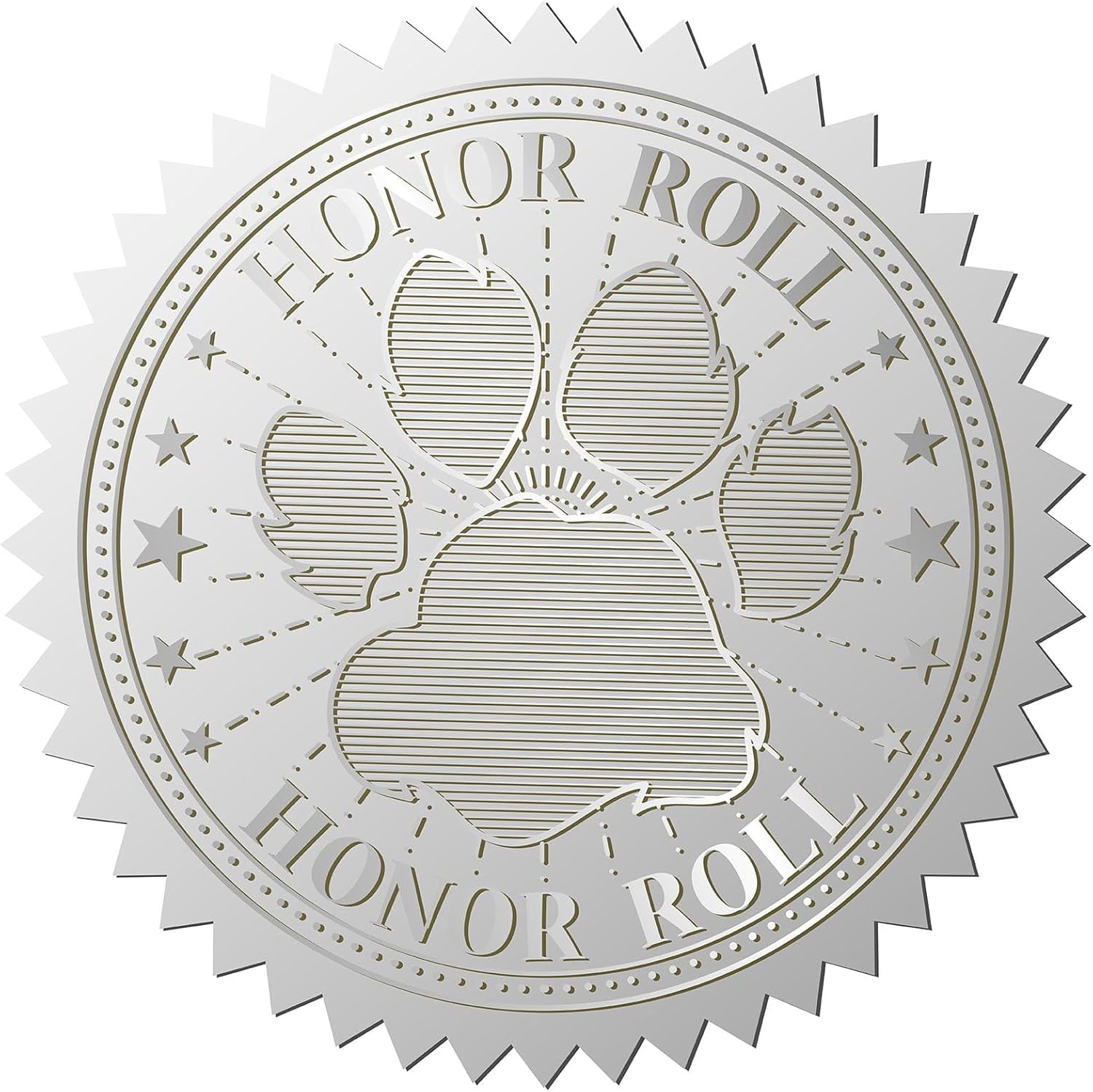 100Pcs Paw Print Silver Foil Embossed Stickers 2" Vintage Christmas ...