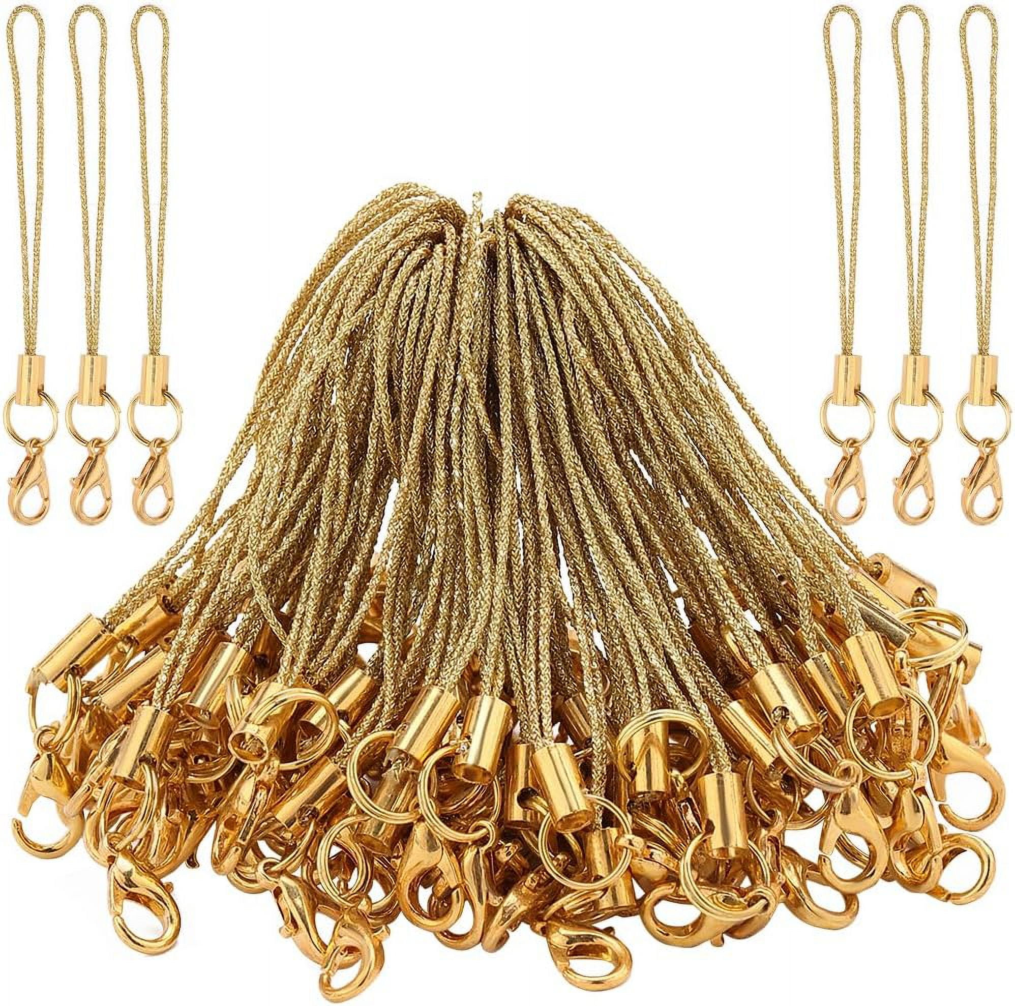 100Pcs Phone Keychain Strap Gold Split Ring Cords Hand Wrist Straps ...