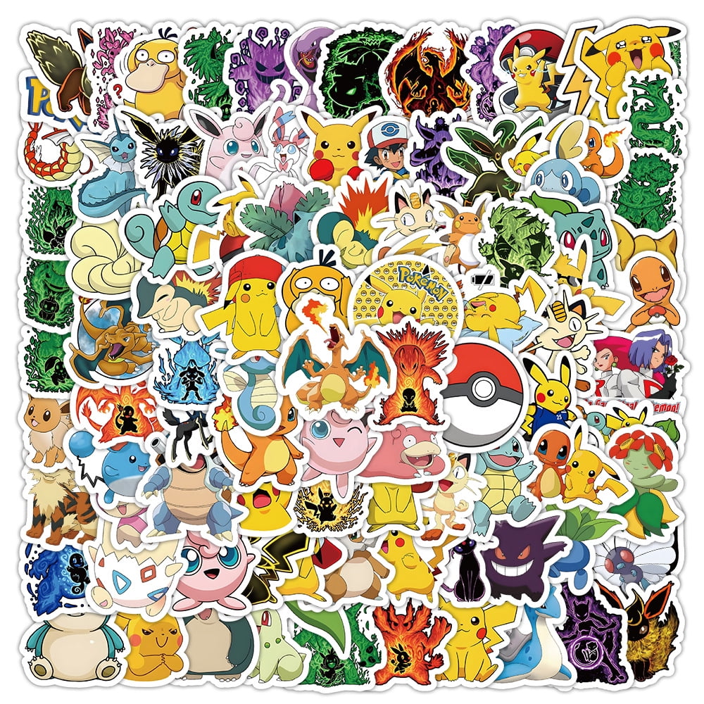 100Pcs Pikachu Hot Stickers for Water Bottle Cup Laptop Guitar Car ...