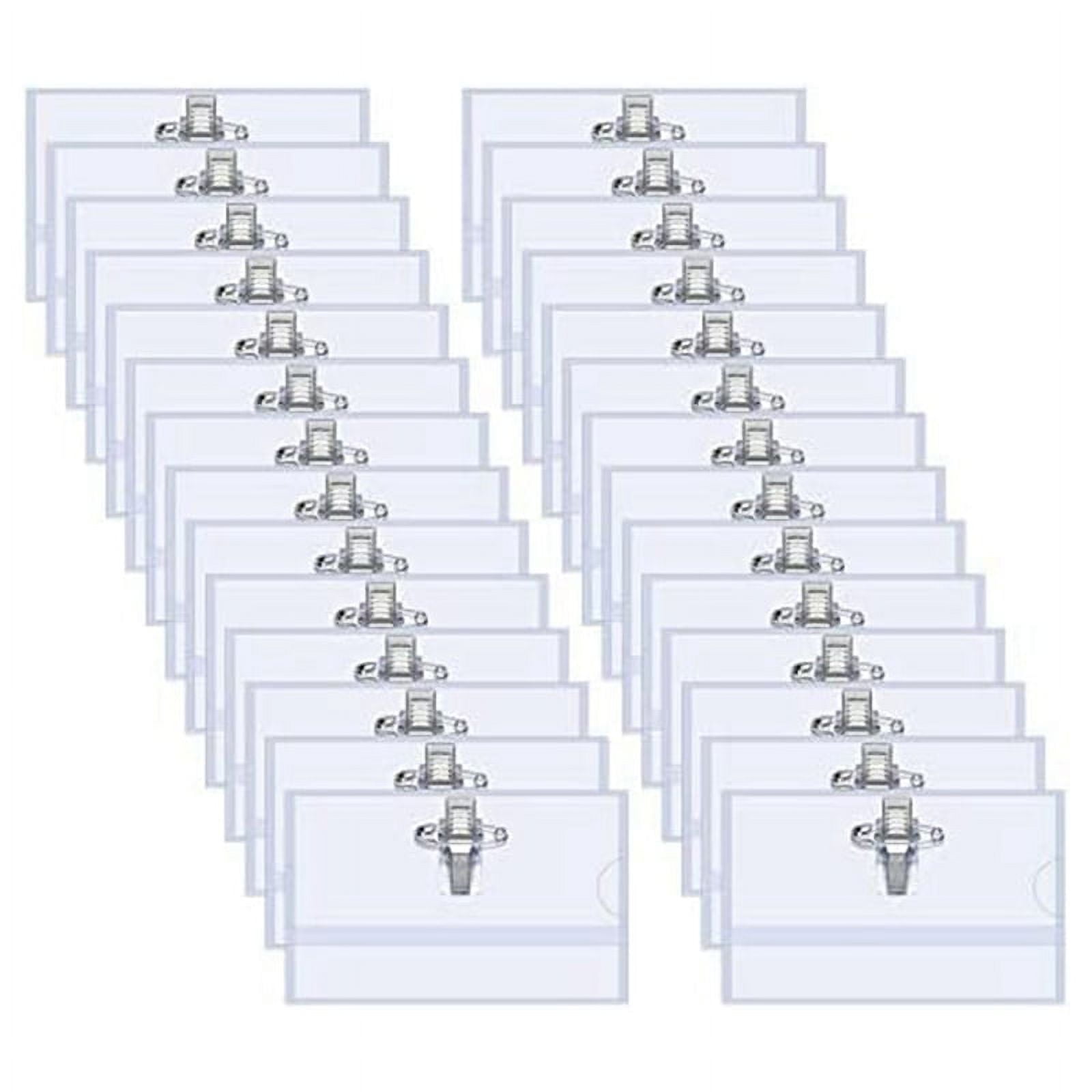 100Pcs Pin Style Clip Horizontal Name Badge Holders with Inserts Fit ...