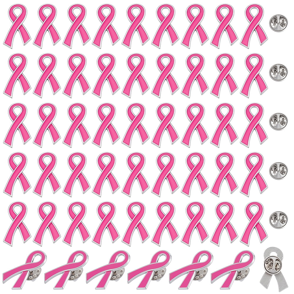 100Pcs Pink Ribbon Pins Breast Cancer Awareness Brooch Lapel Pin Bulk ...