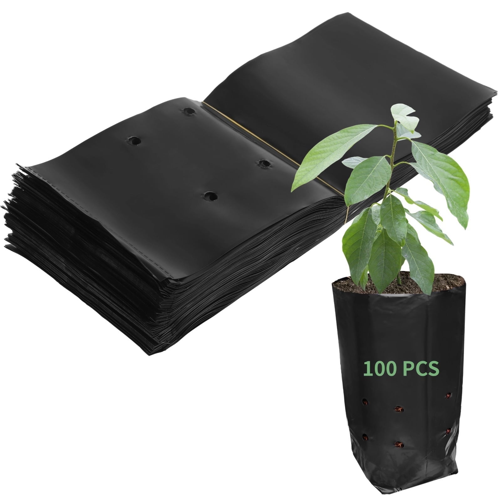 100Pcs Plant Nursery Bags, Plastic Seedling Pots Container for Fruit ...
