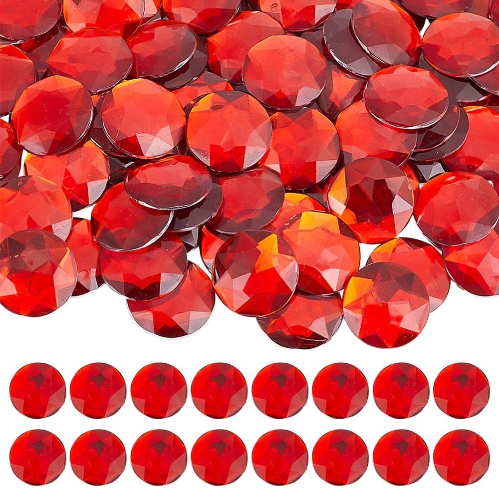 100Pcs Plastic Cabochons Flat Round Red 24.5~25x4mm DIY - Walmart.com