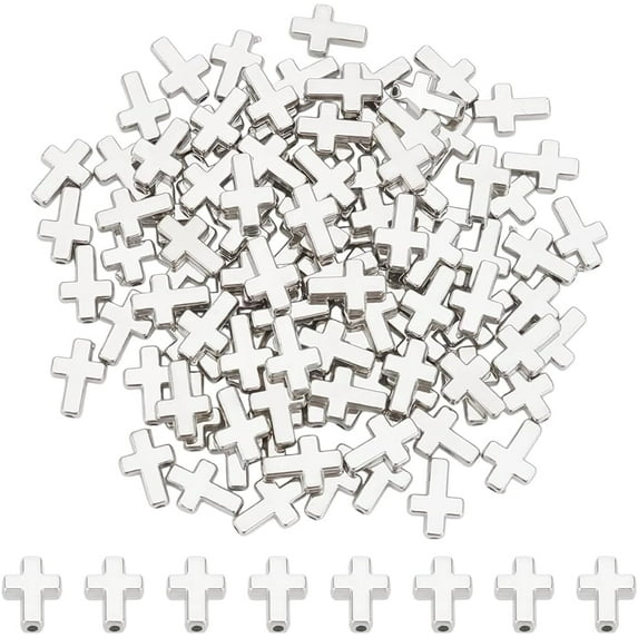 100Pcs Plastic Charm Spacer Charms Mini Charms Holy Crucifix for ...