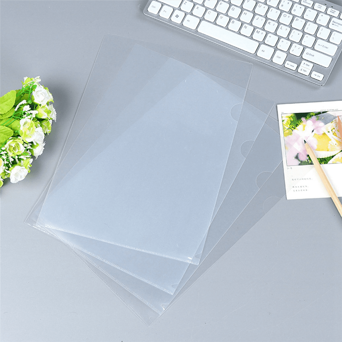 100Pcs Plastic Folders A4 Sleeves Wallets for Protection Files with Top ...