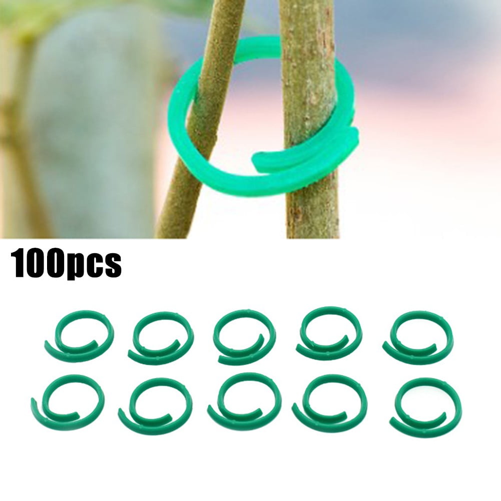 100PCS Plastic Garden Plant Ring Tie Clips Plant Support Ties Flower ...